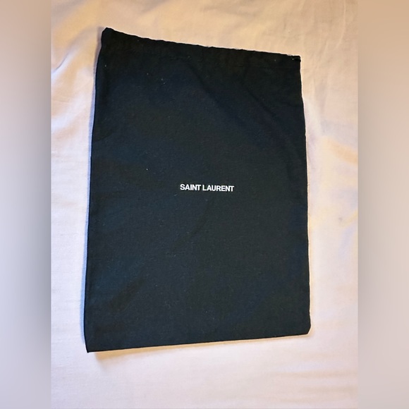 Bags | Yves Saint Laurent Ysl Logo Dust Drawstring Bag Lined Black 135 ...